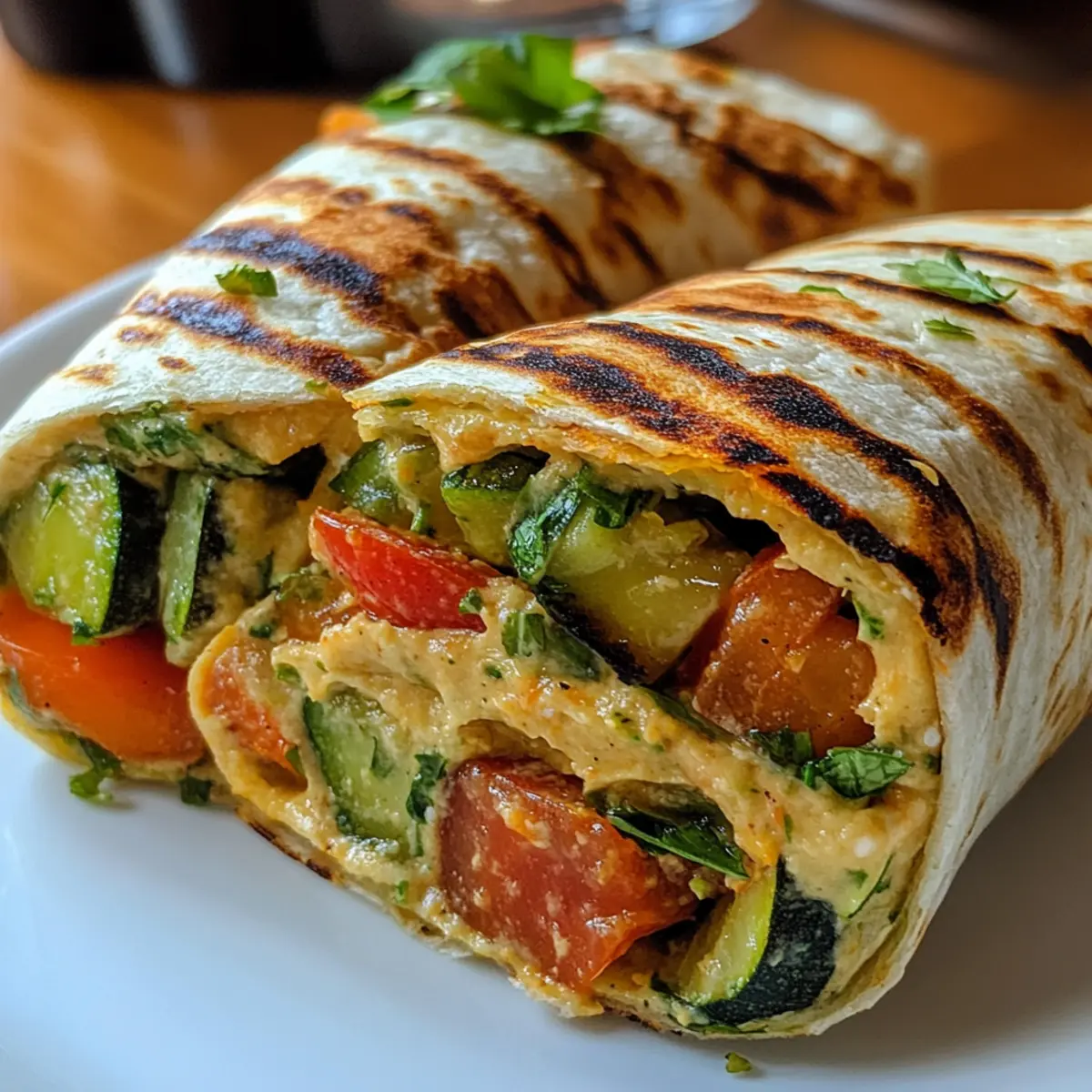 Easy Delicious Grilled Veggie Hummus Wraps with Juicy Fillings